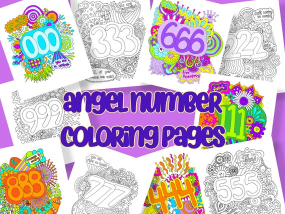 Angel Numbers Coloring Pages Pack of 10 | Etsy