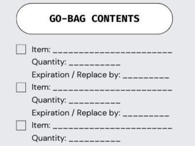 Go-bag Inventory Checklist Printable | Emergency Supply List ...