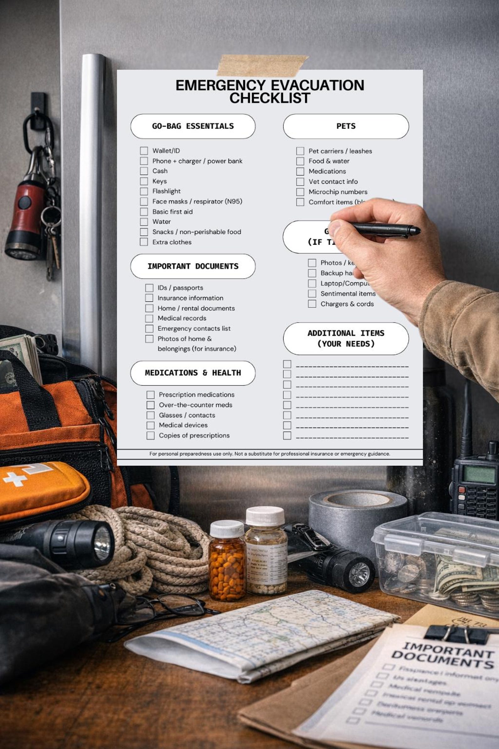 Emergency Evacuation Checklist Printable | Preparedness Planner PDF ...