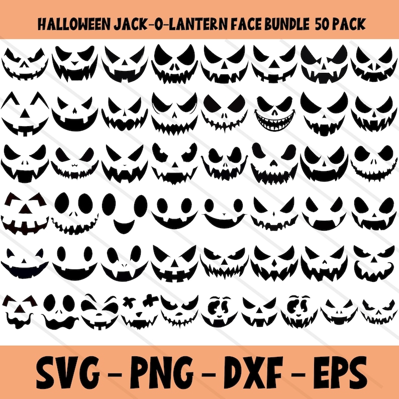 Jack-o-lantern Face Svg Pumpkin Faces Halloween Pumpkins Faces - Etsy