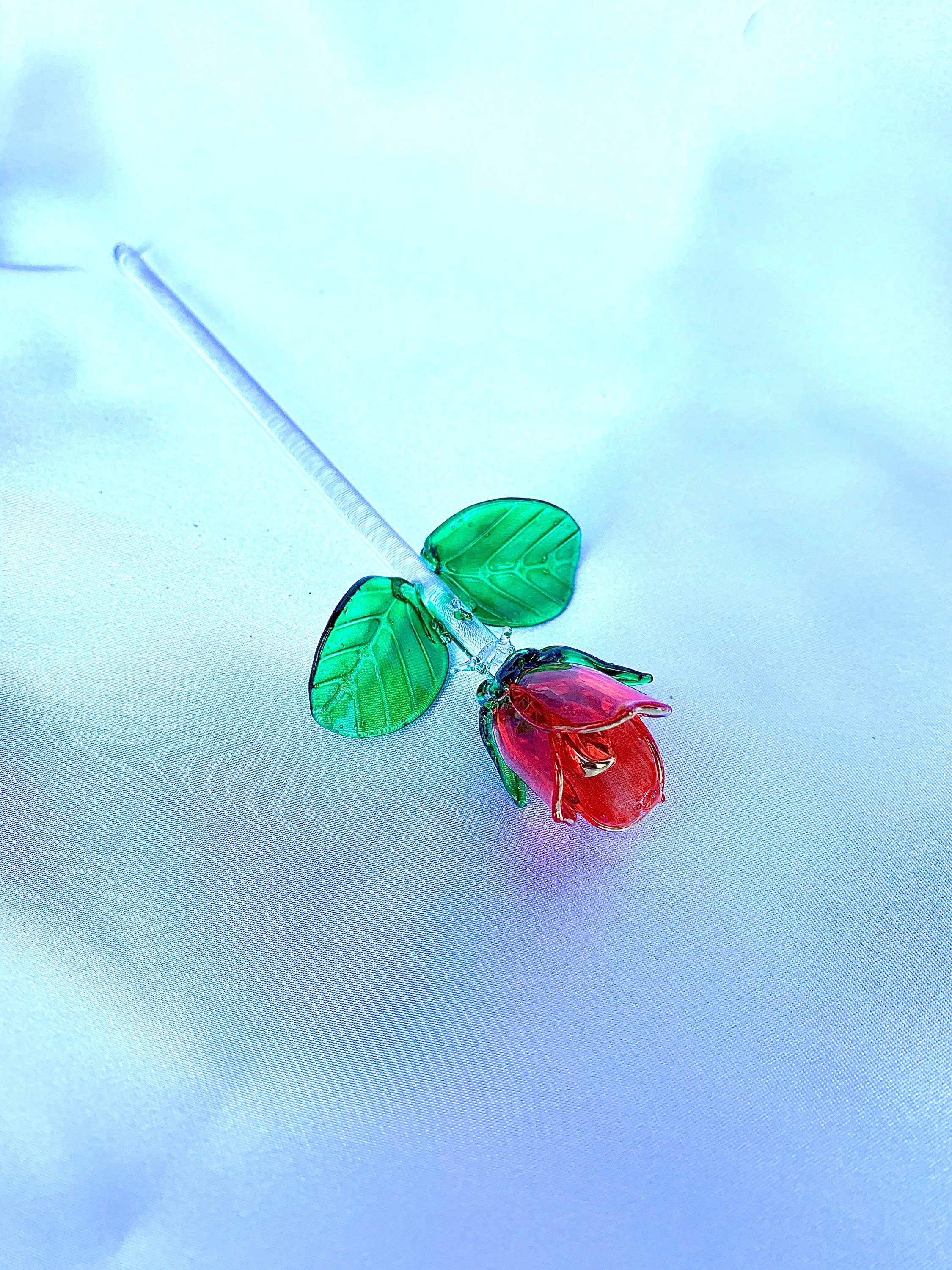 Hand Blown Glass Rose | Etsy