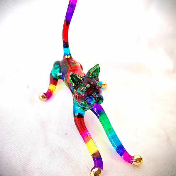 Glass Cat Figurine - Etsy