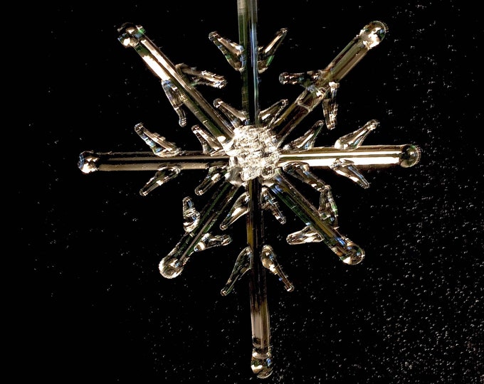 Handmade Clear Glass Snowflake Ornament Flame Tip Design - Etsy