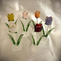 5 Pieces Miniature Tulip White-purple Color, Miniature Garden Dollhouse ...