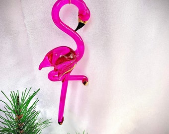Hand Blown Glass Flamingo Ornament, Ready to Ship - Etsy