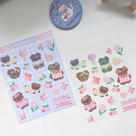 Garden Bear Glitter Sticker / Scrapbook or Laptop/ Laptop - Etsy