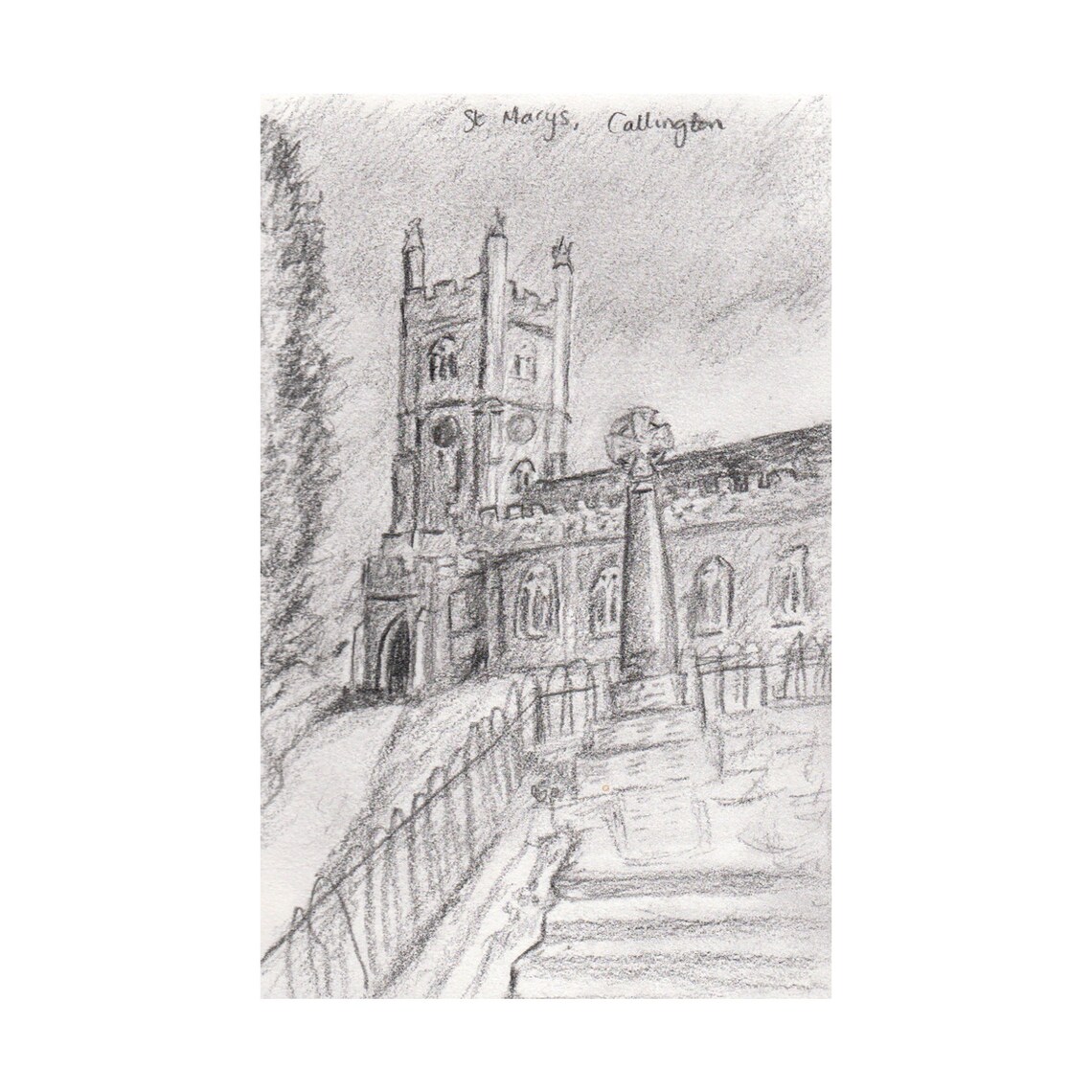 St Mary, Callington, Cornwall, Pencil Sketch, Print, Pencil Drawing ...