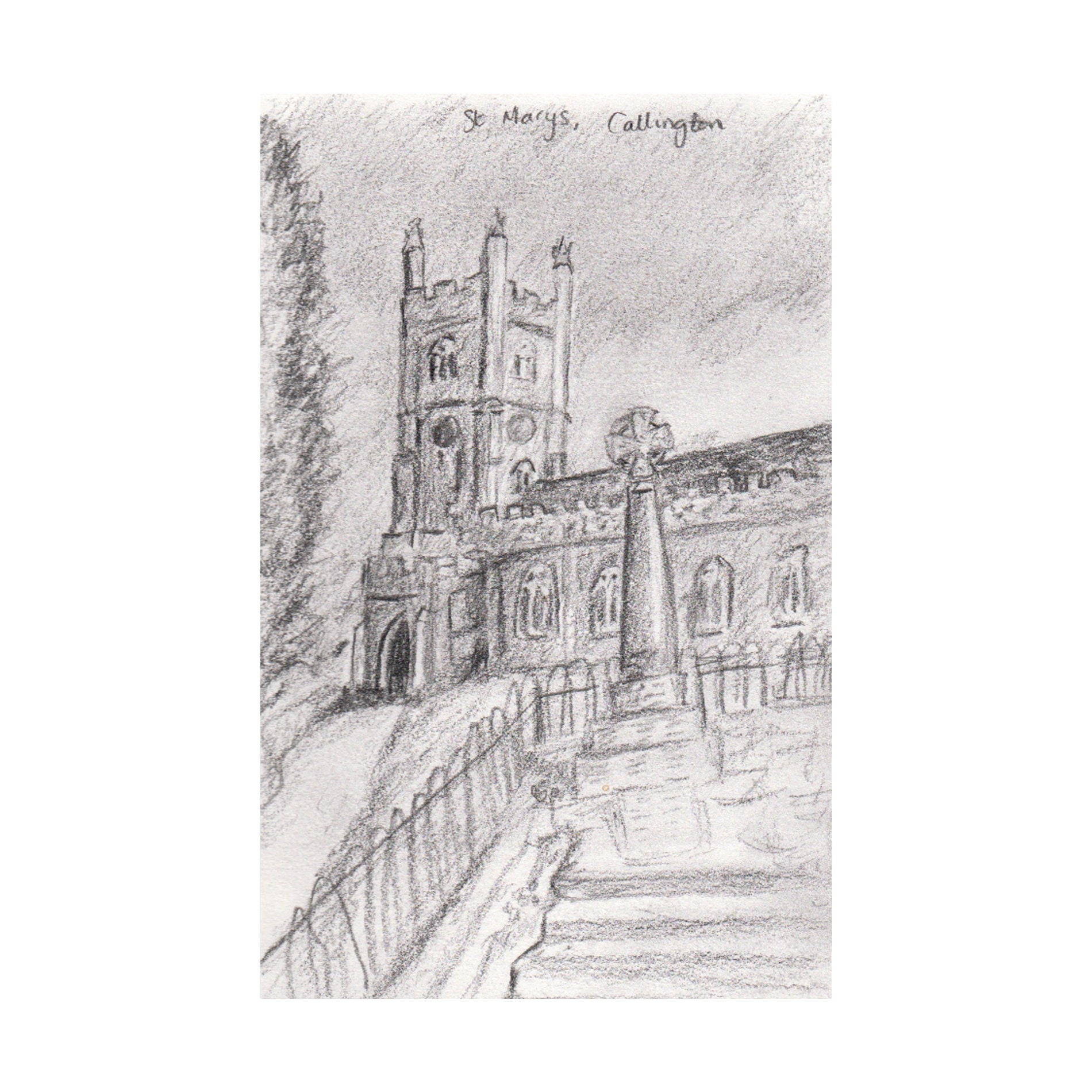 St Mary, Callington, Cornwall, Pencil Sketch, Print, Pencil Drawing ...