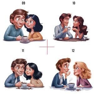 Couple Clipart and Coffe Date PNG Romantic Rendezvous - Charming Cafe ...