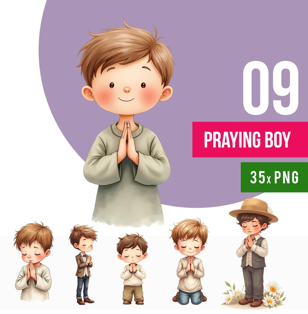 Praying Boy Clipart, First Communion, 35 Religious PNG Files (digital ...
