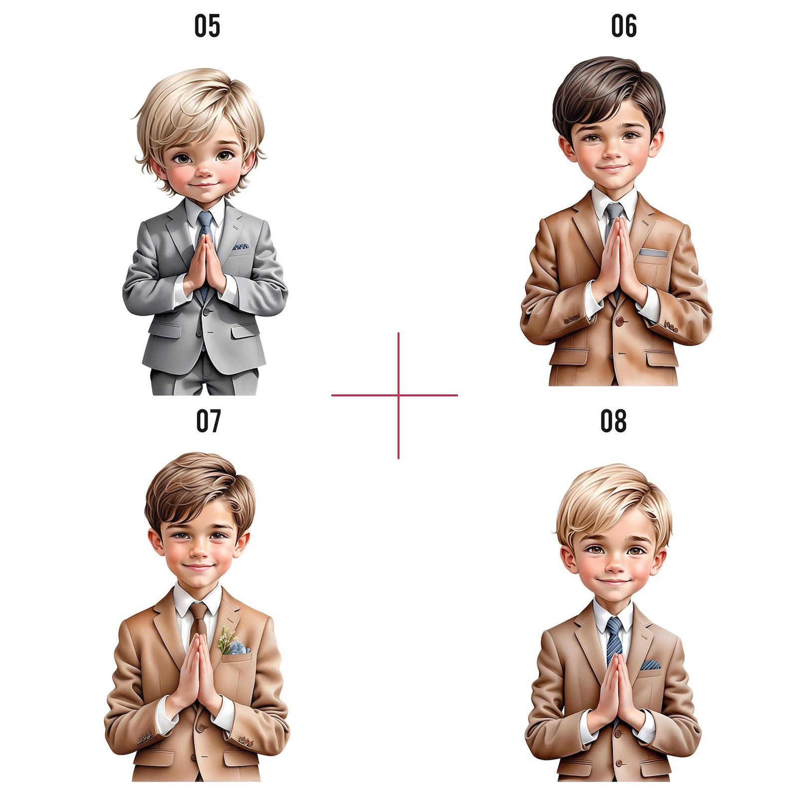 Praying Confirmation Boy Clipart, Chibi Boy PNG, Bundle Files, First ...
