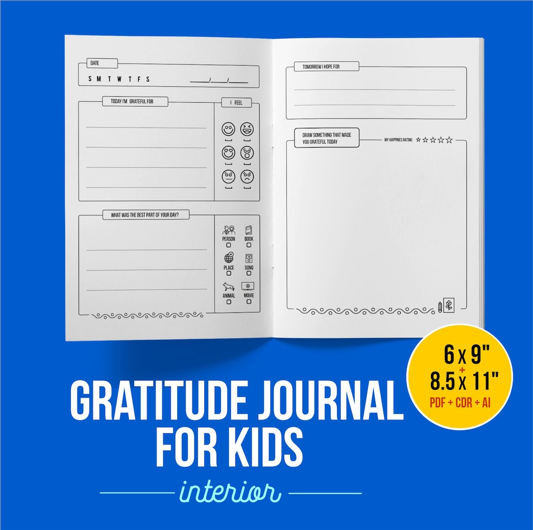 Gratitude Journal for Kids Printable Daily Interior PDF Amazon KDP ...