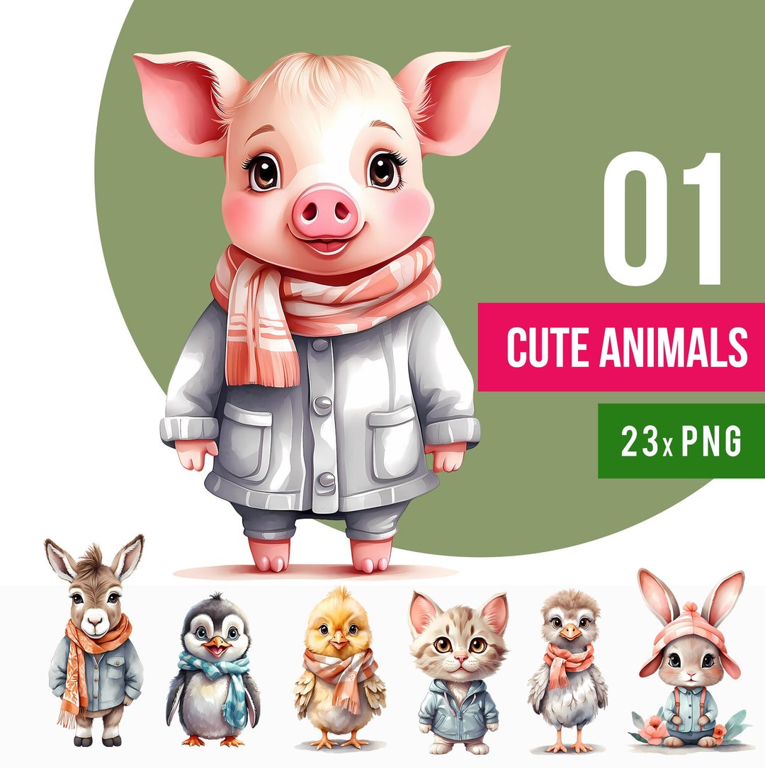 Animals Clipart, Digital Prints, Wall Art, Watercolor, Transparent PNG ...