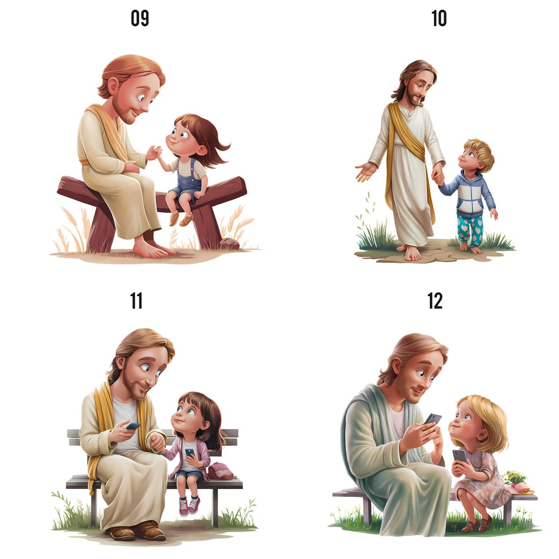 Jesus Christ With Children, Clipart Saint Png Watercolor Christian ...