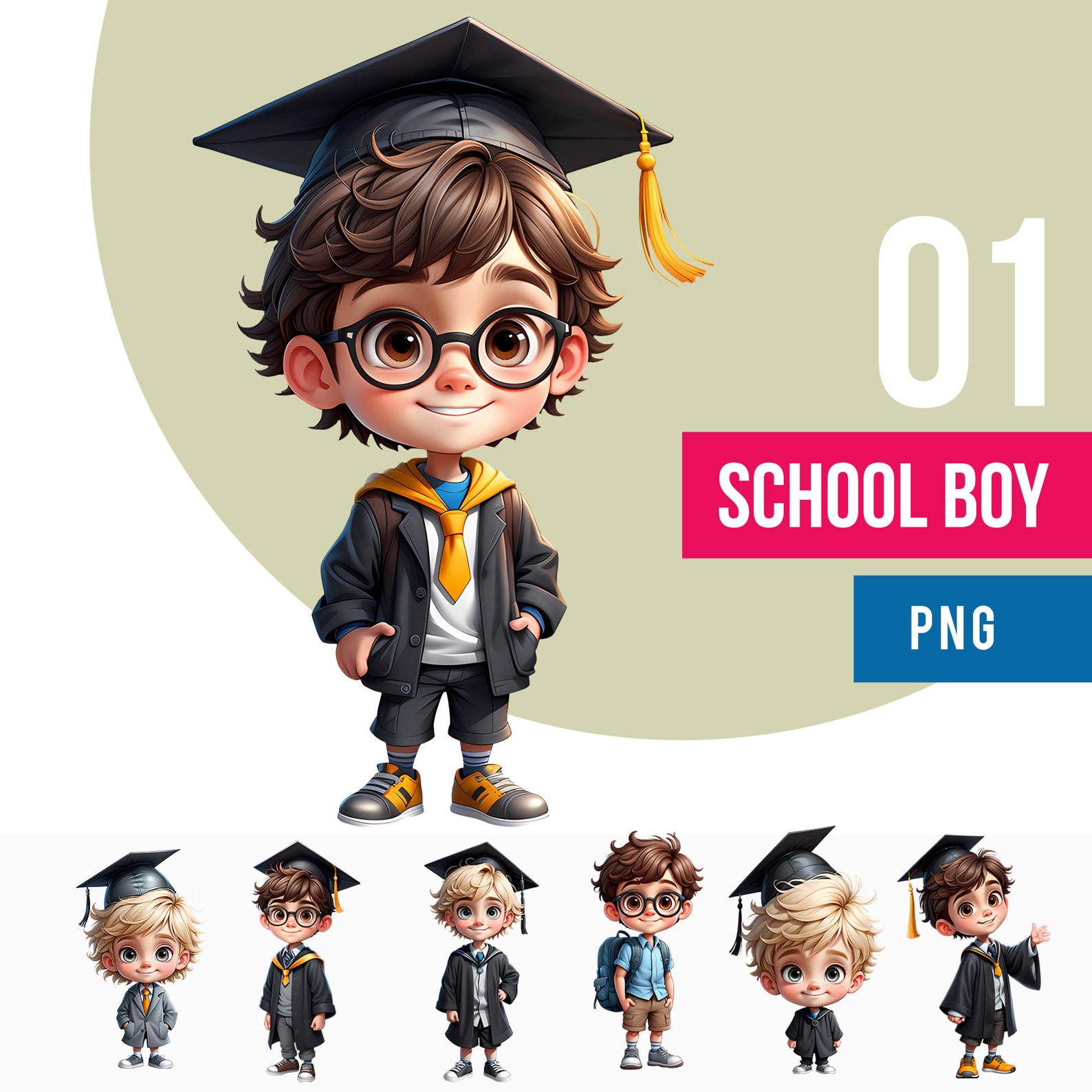 School Clipart Children, Digital PNG Bundle, Graduation, Prom, Class ...