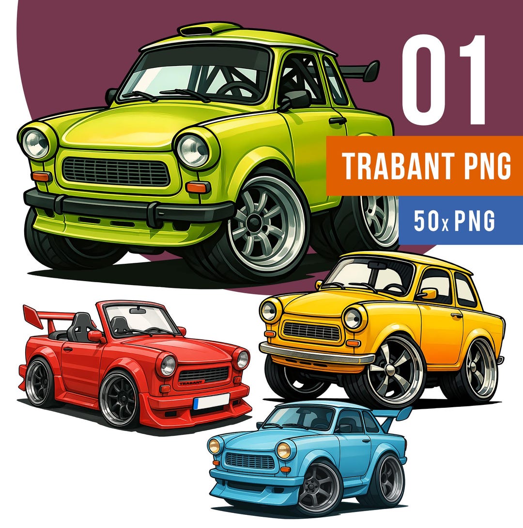 Trabant Car Clipart PNG, Classic DDR Auto Graphic Bundle (digital ...