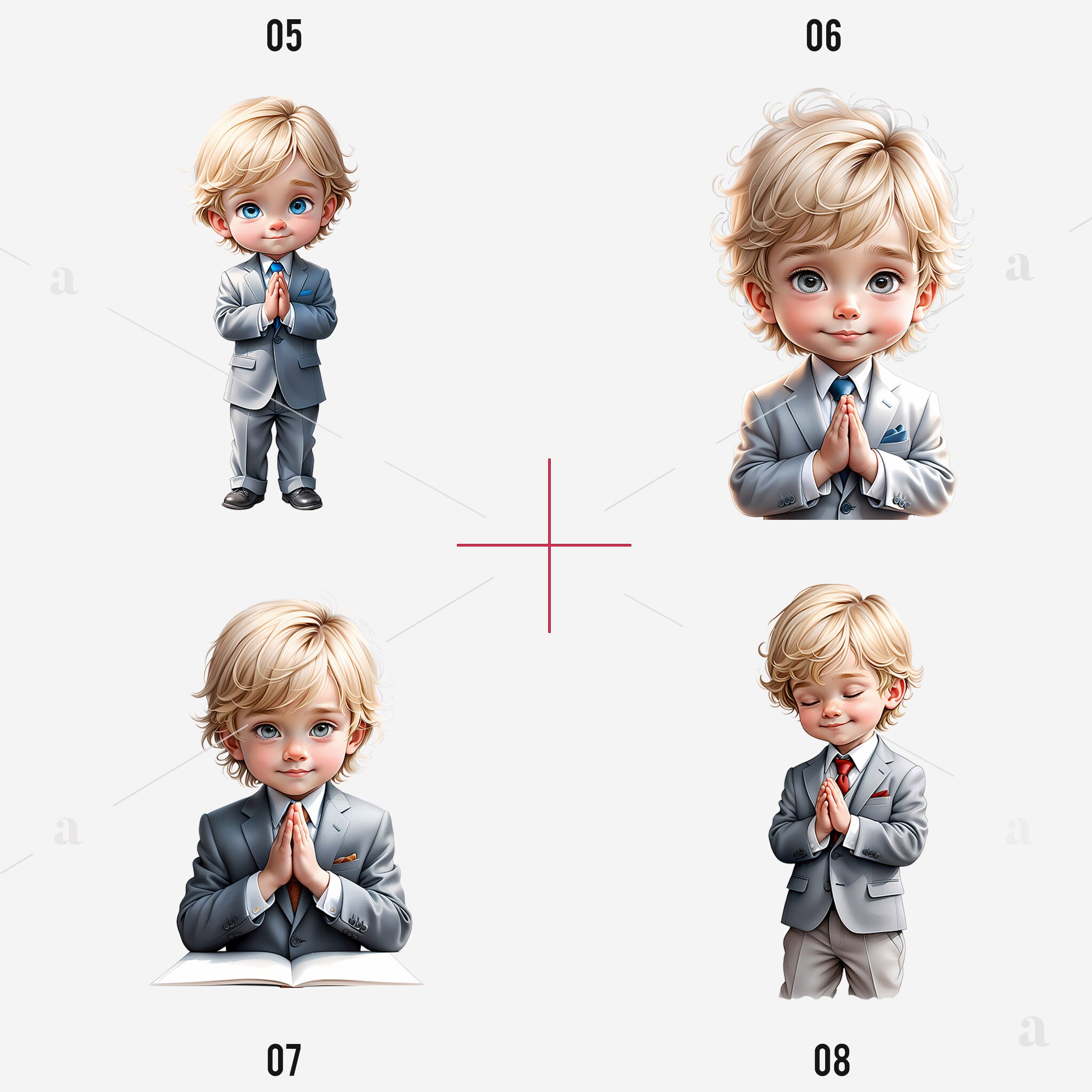Children Praying Clipart, Digital PNG, Bundle, for First, Holy ...
