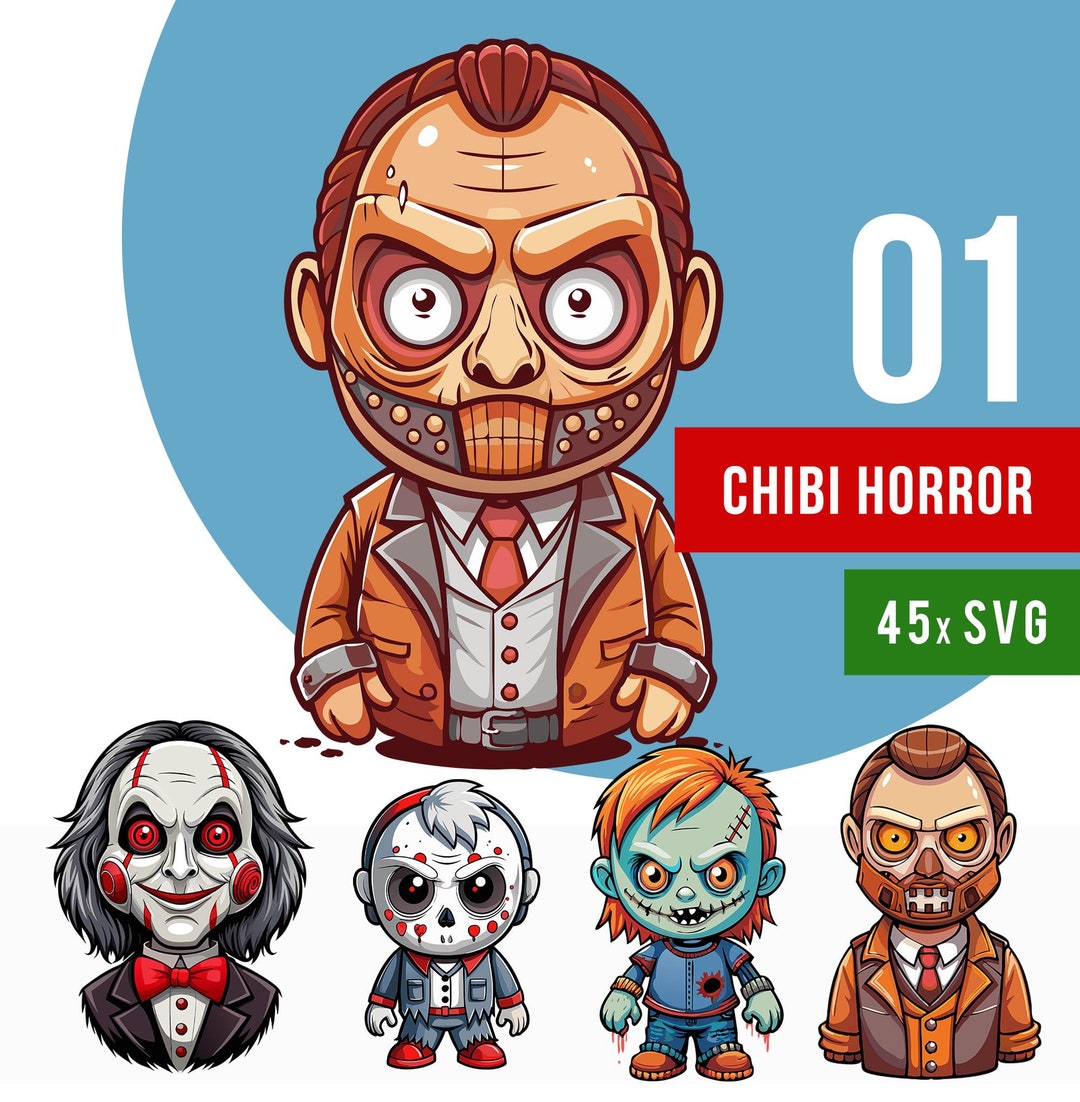 Halloween Chibi Horror Movie Clipart Bundle, 45 Graphics (SVG, PNG) - Etsy