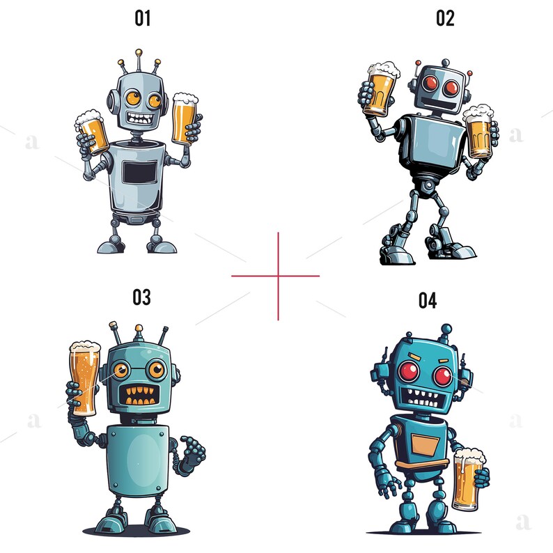 Svg Clipart, Robot With Beer, Funny, Digital Clipart, Shirt Svg, Design, Bundle SVG, Cartoon Toy ...