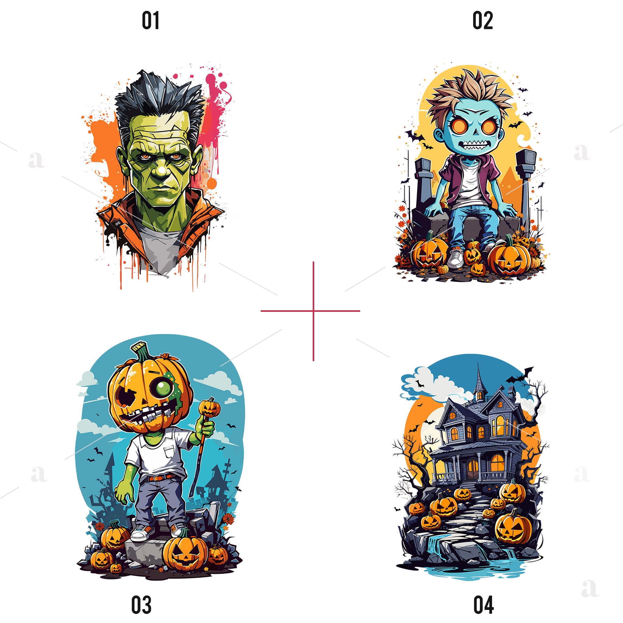 Halloween Clipart Bundle SVG and PNG Witch Horror House Grave Digital ...