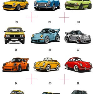 Vintage European Car Clipart Set, Retro Classic Cars PNG Pack ...