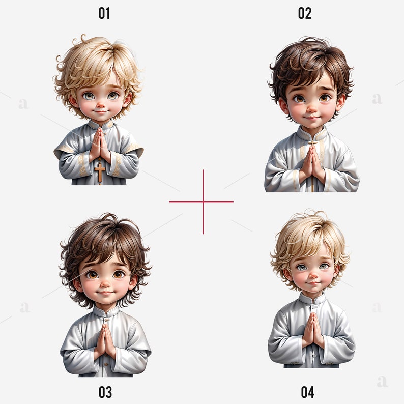 Children Praying Clipart, Digital PNG, Bundle, for First, Holy ...