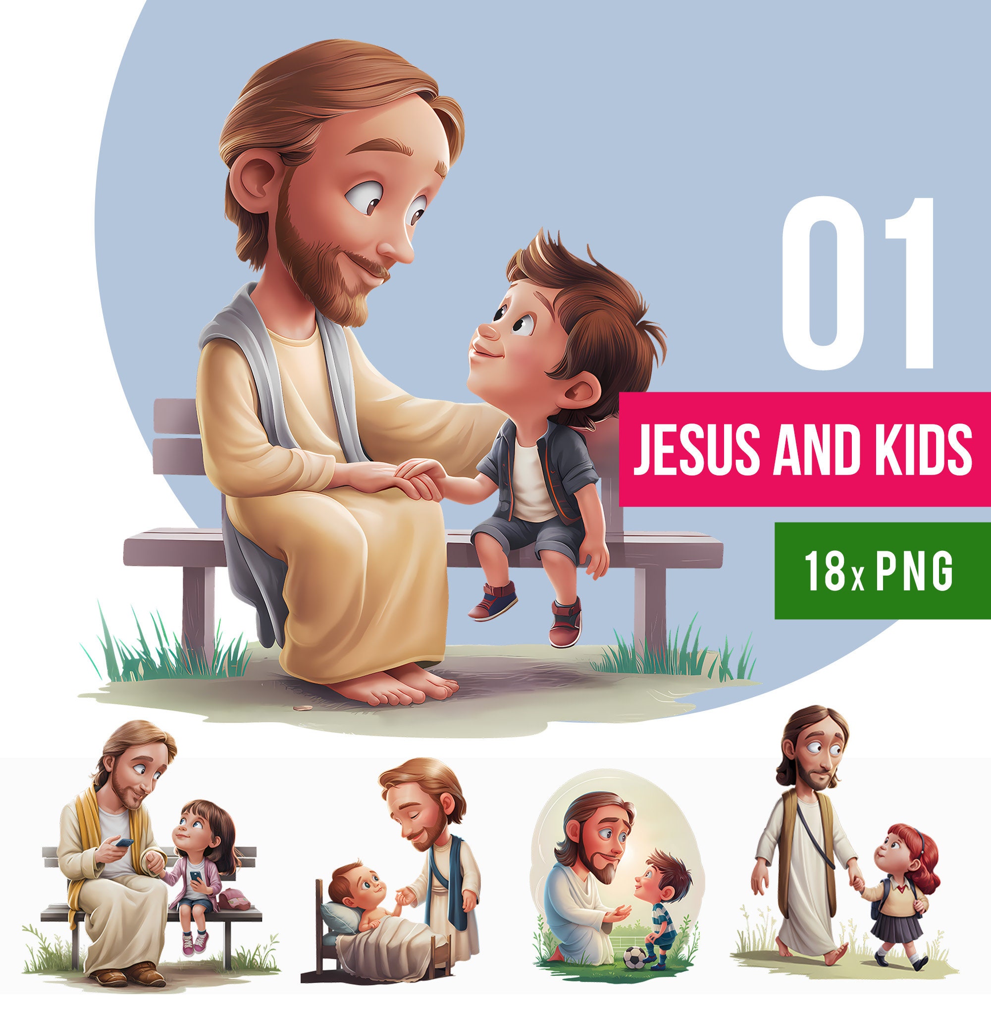 Jesus Christ With Children Watercolor Clipart, Christian Religious PNG ...