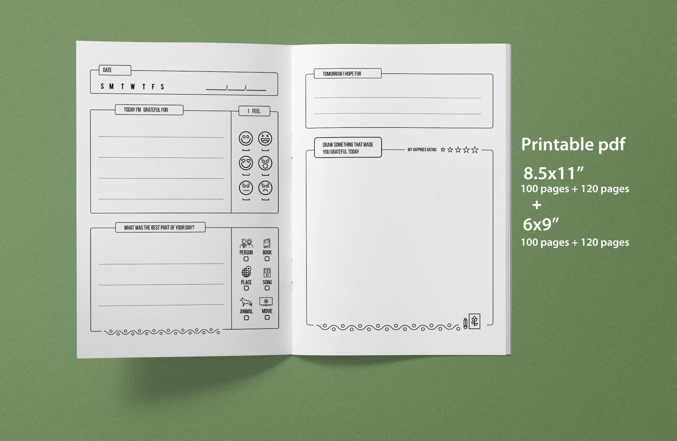 Gratitude Journal for Kids Printable Daily Interior PDF Amazon KDP ...