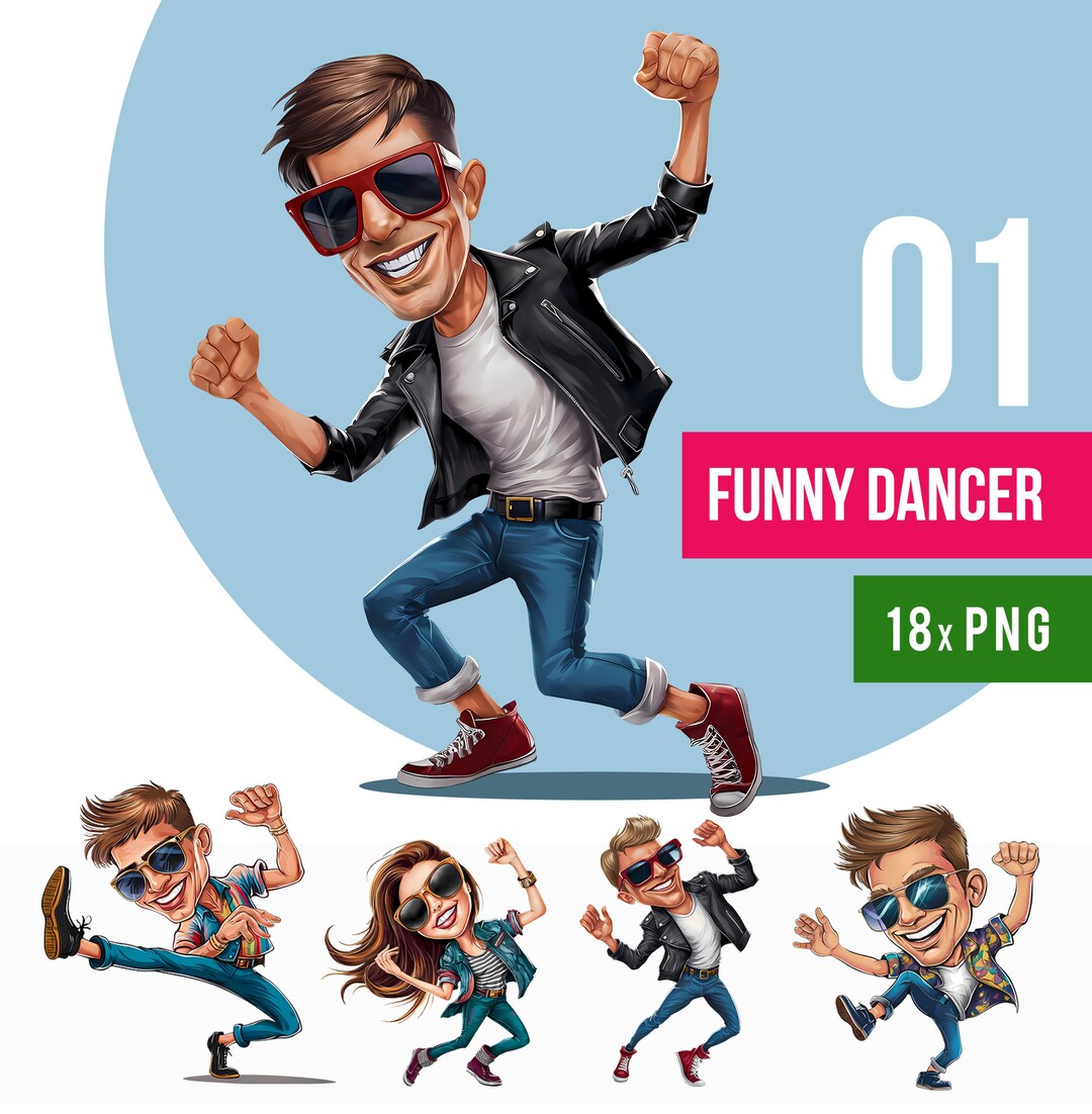 Clipart Funny Dancer | PNG Dance Shirt Music, Dancing Man & Woman PNG ...