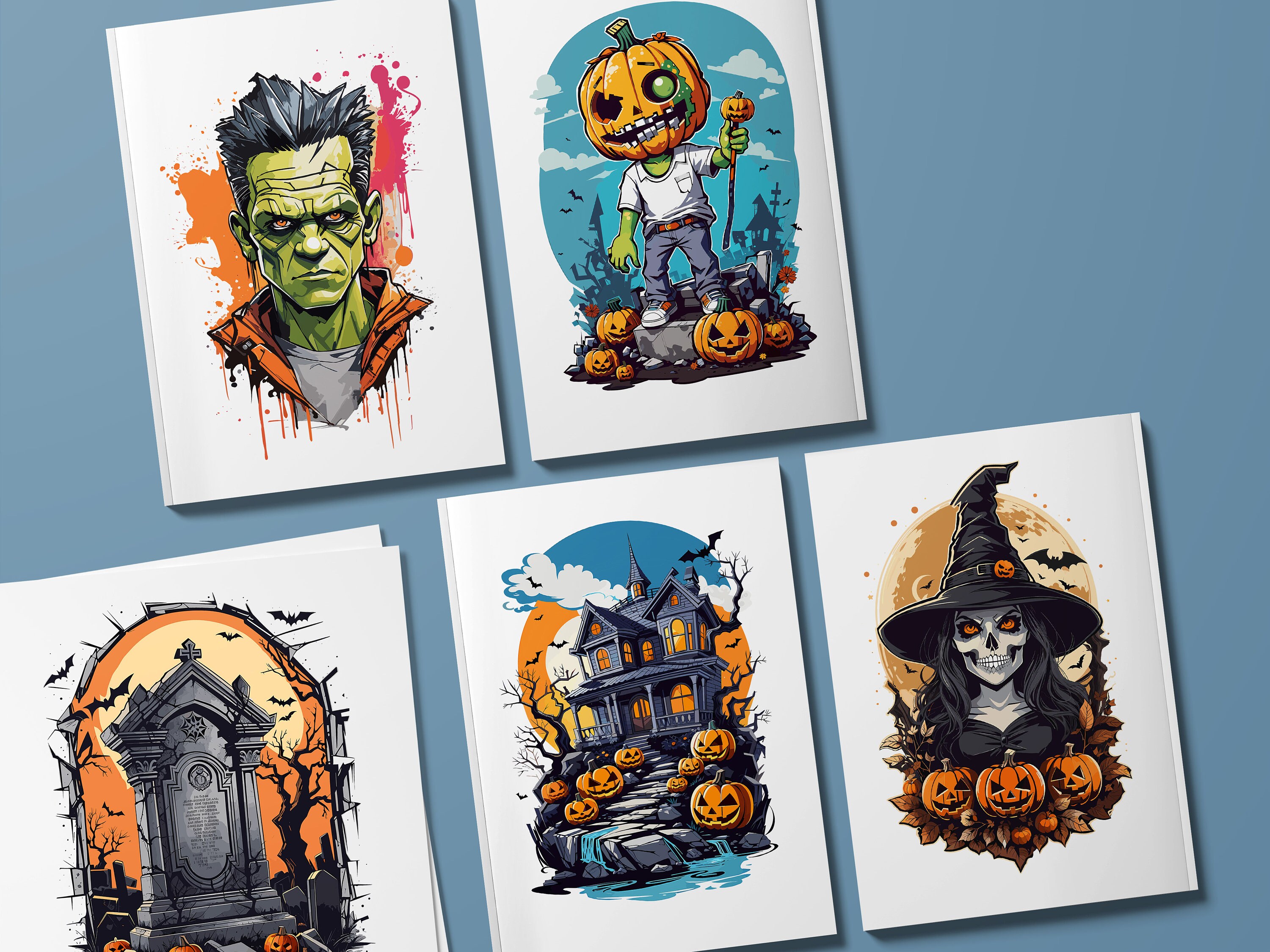 Halloween Clipart Bundle SVG and PNG Witch Horror House Grave Digital ...