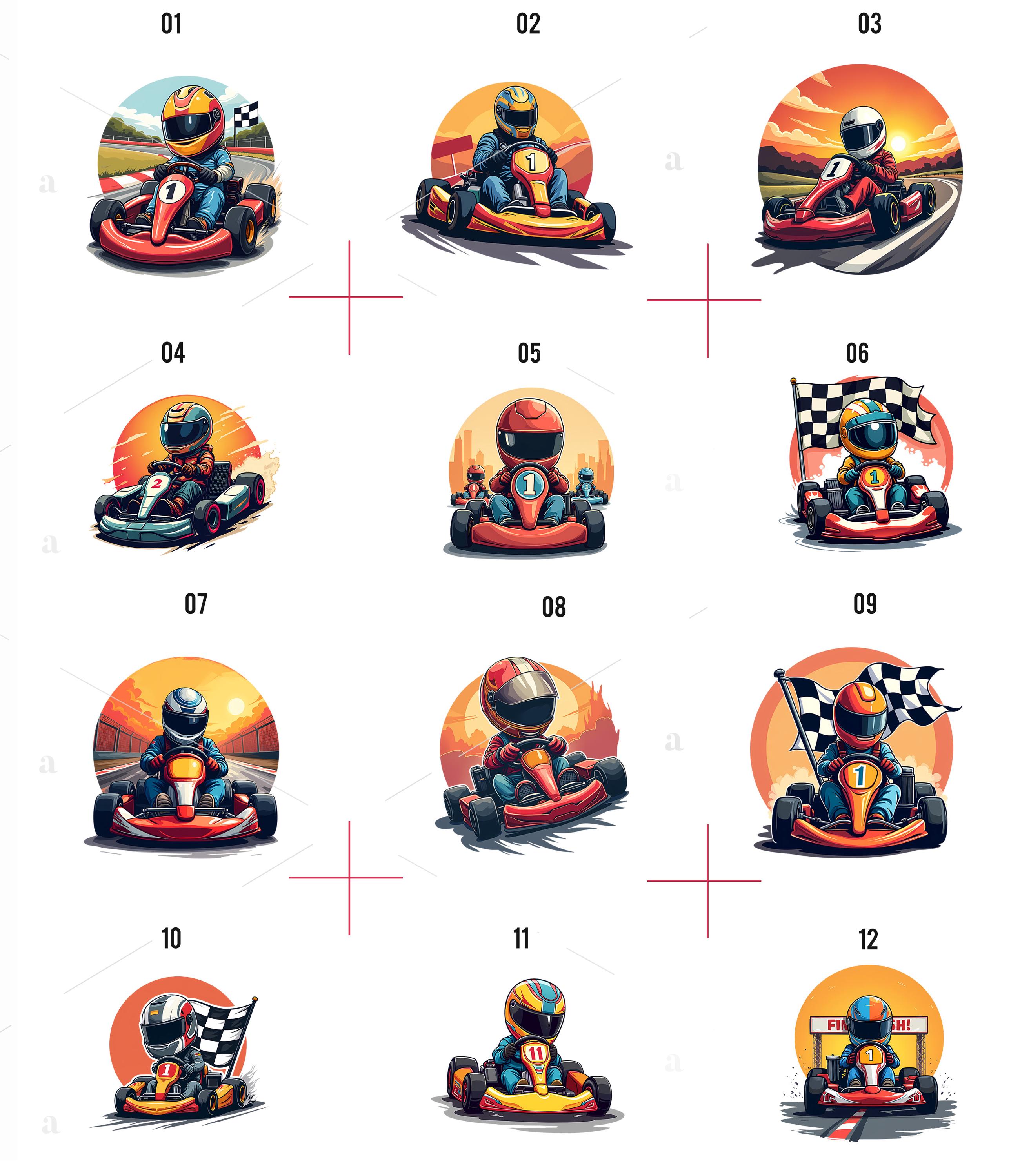 Go-kart Clipart PNG Racing Karting Set – Colorful Go Carts, Race Car ...