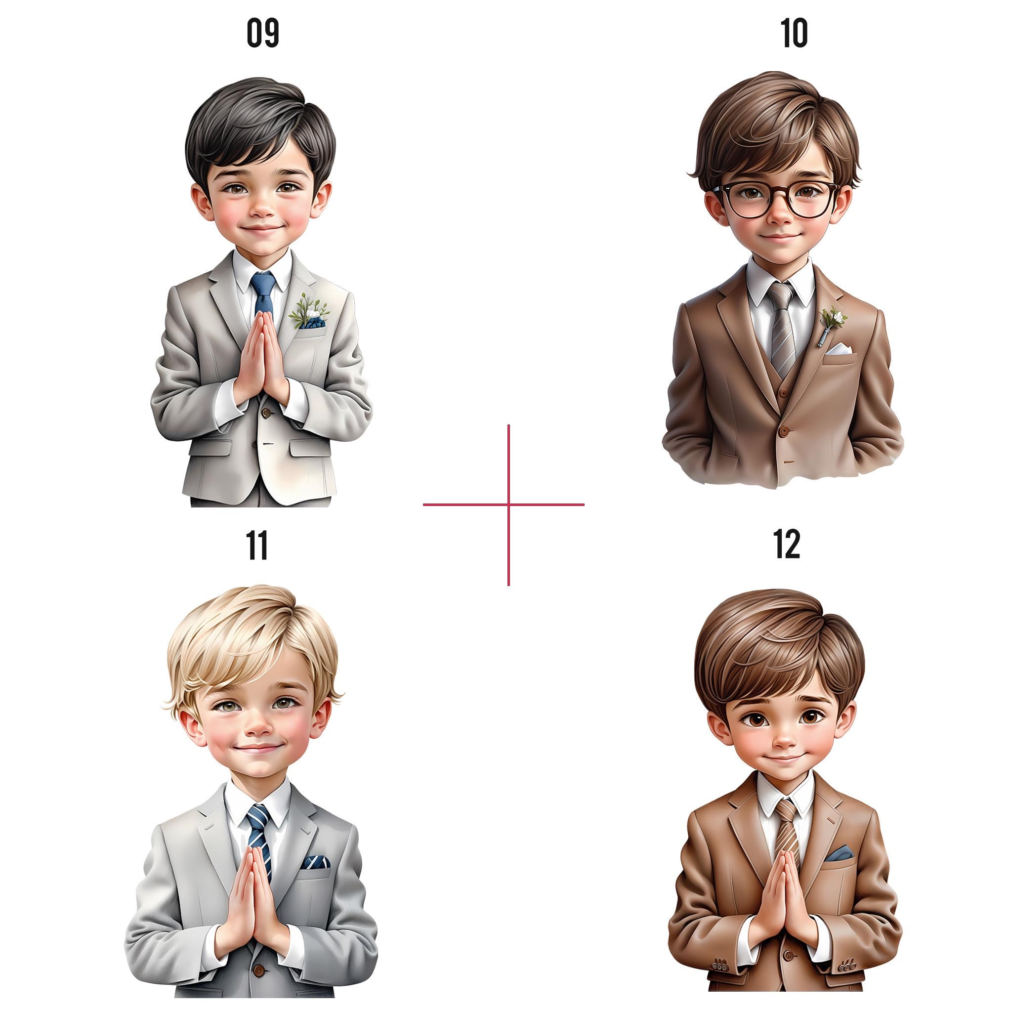 Praying Confirmation Boy Clipart, Chibi Boy PNG, Bundle Files, First ...