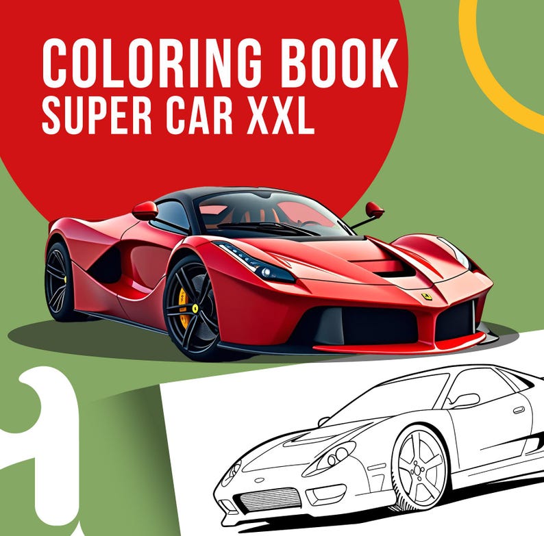 Super Cars Coloring Book for Kids, Printable Sports Car Activity PDF ...
