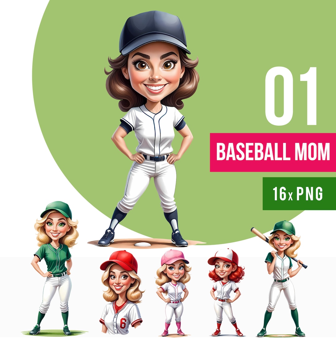 Baseball Mom Clipart, Sports PNG Graphics (digital Download) - Etsy