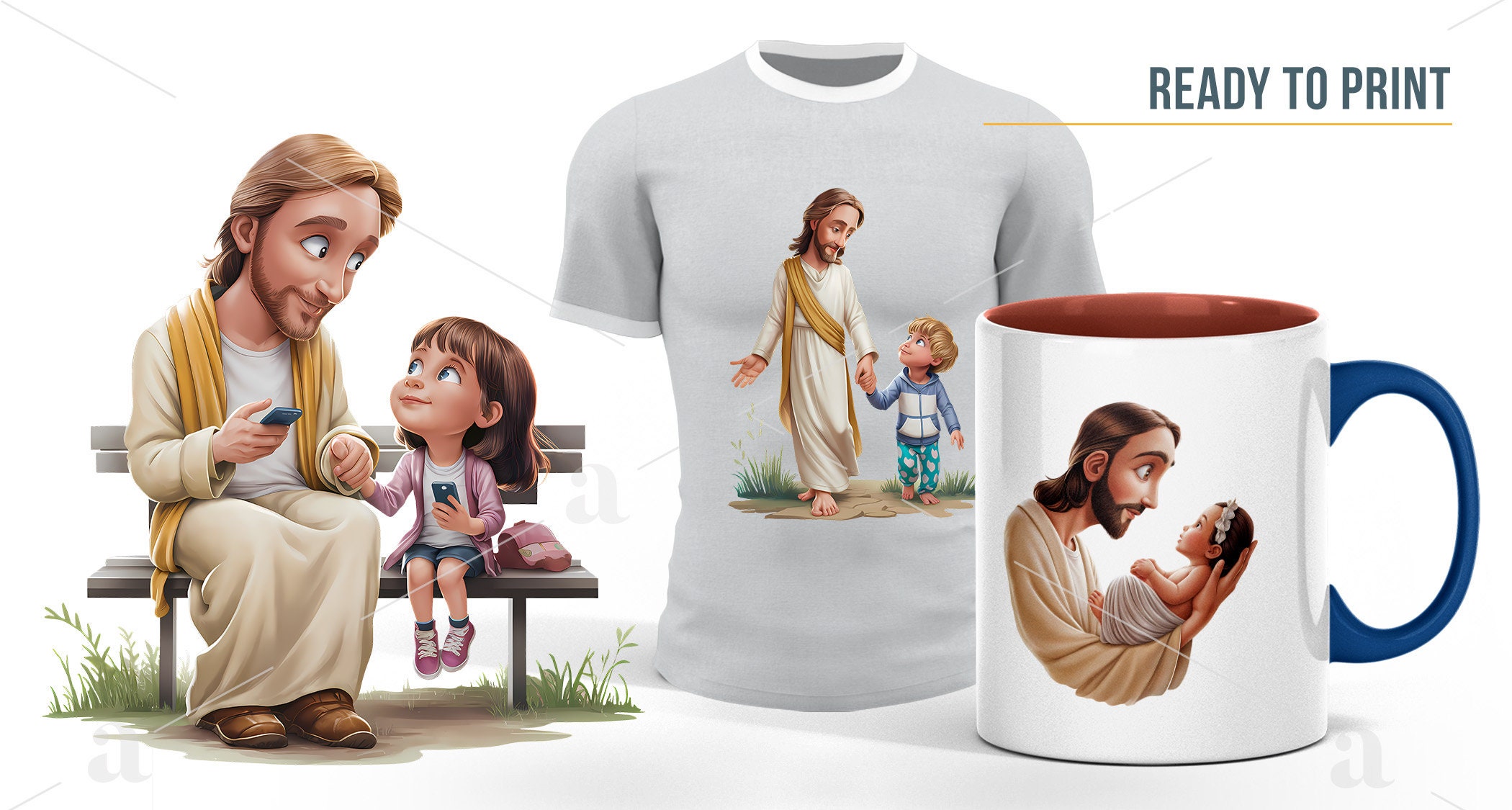 Jesus Christ With Children, Clipart Saint Png Watercolor Christian ...
