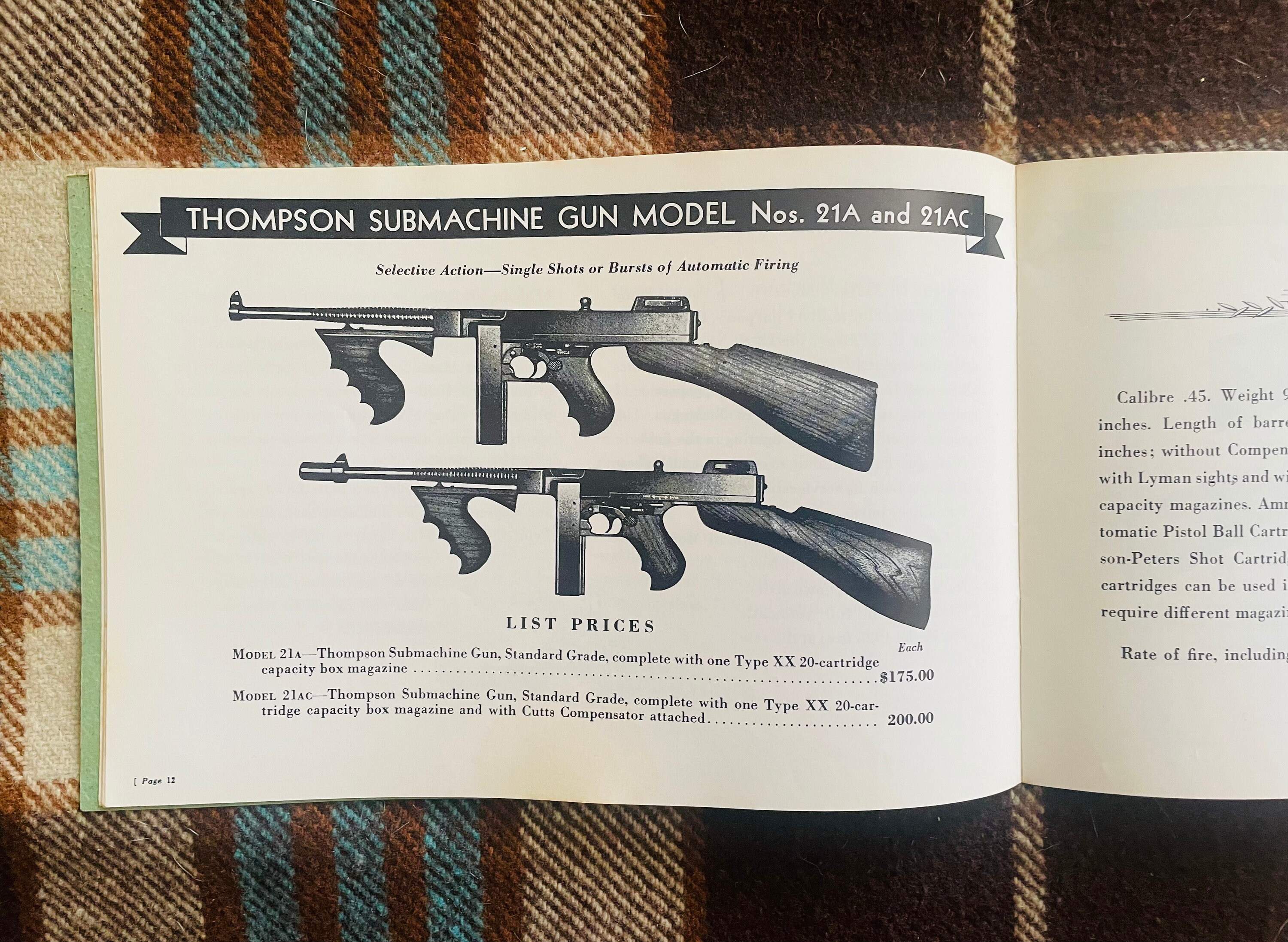 Thompson Submachine Guns & Semi-automatic Carbine, Sales Brochure, 1936 ...
