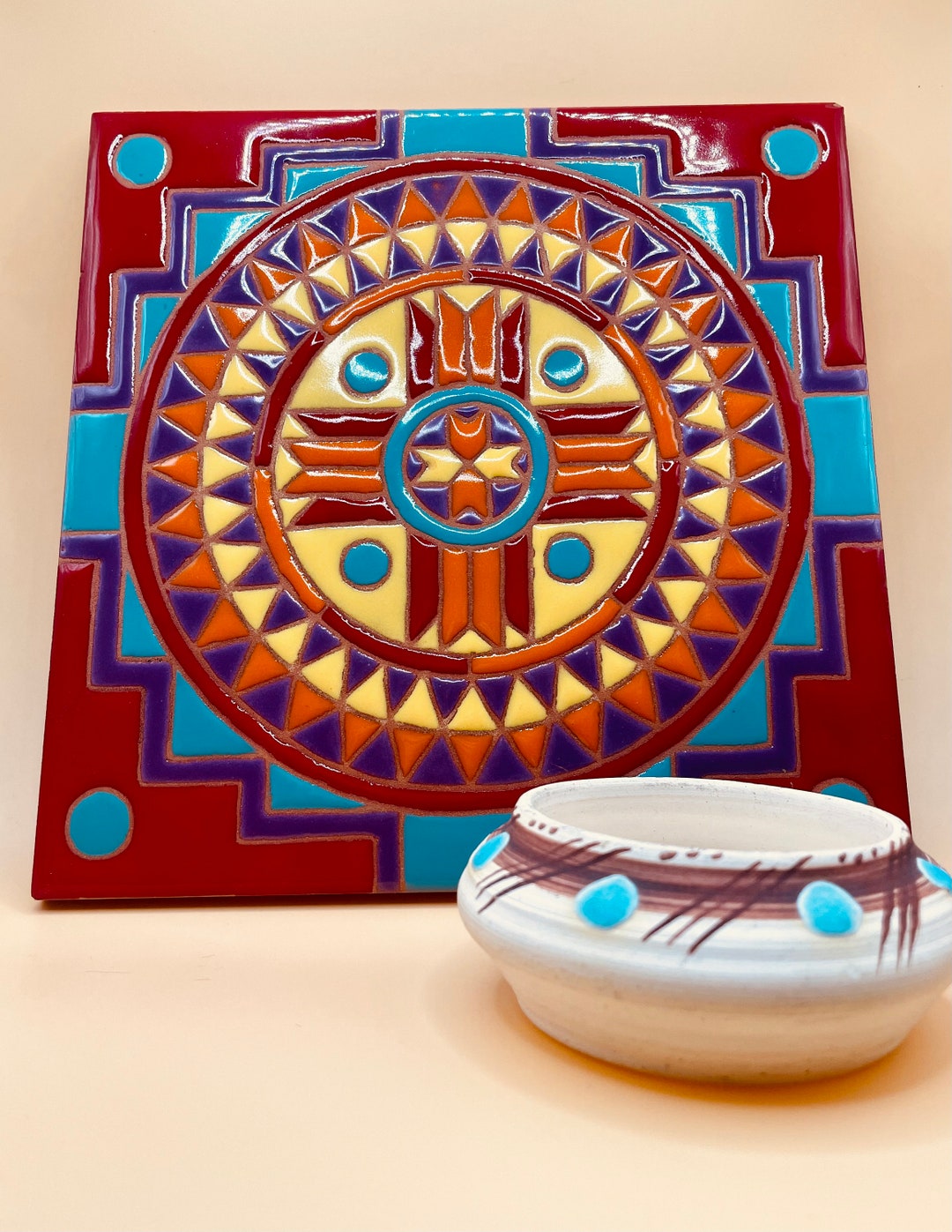 Native American Ceramic Decorative Tile, Pueblo Art - Etsy