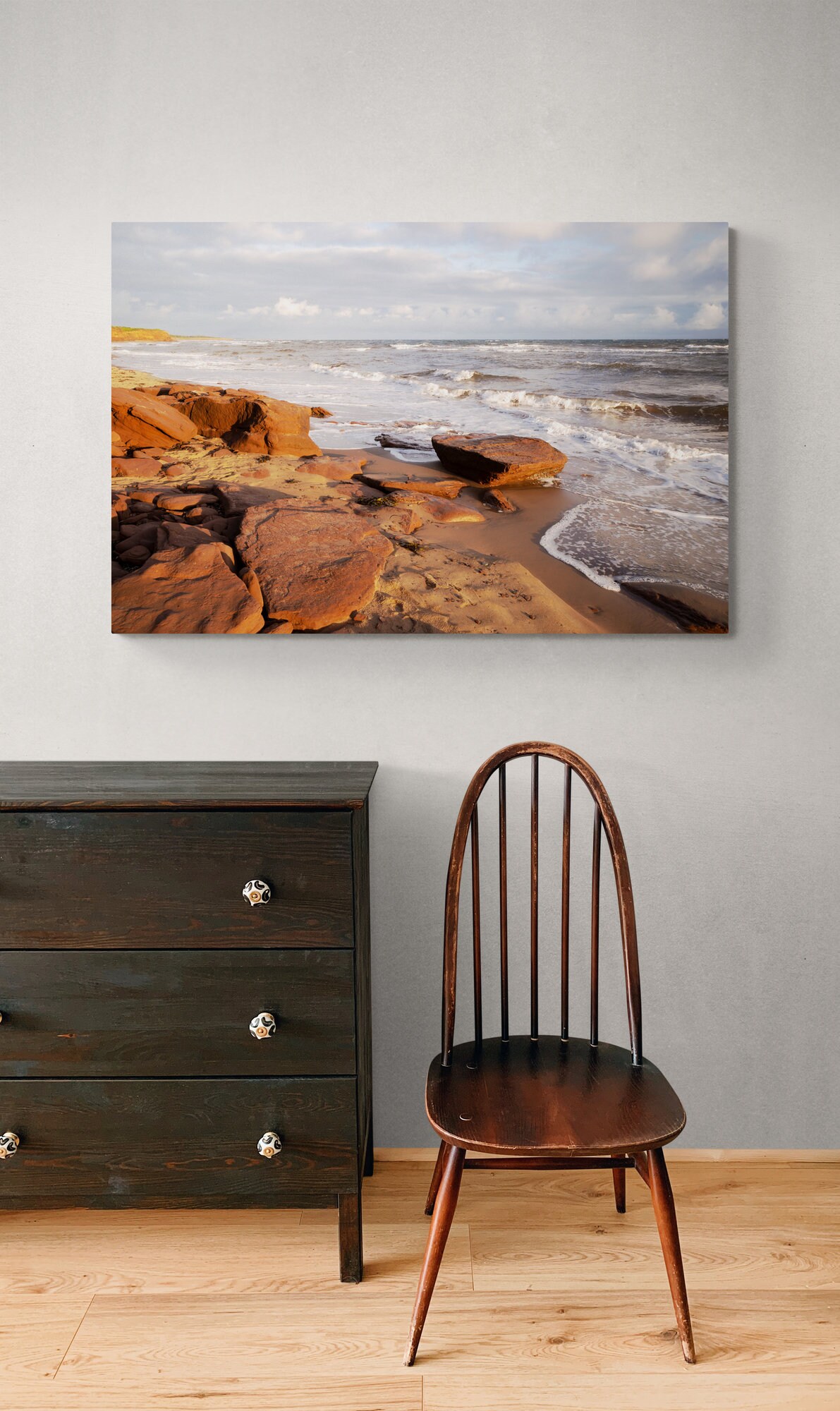 Red Sandstone Beach Photo Print: PEI Ocean Waves Canvas Art - Etsy