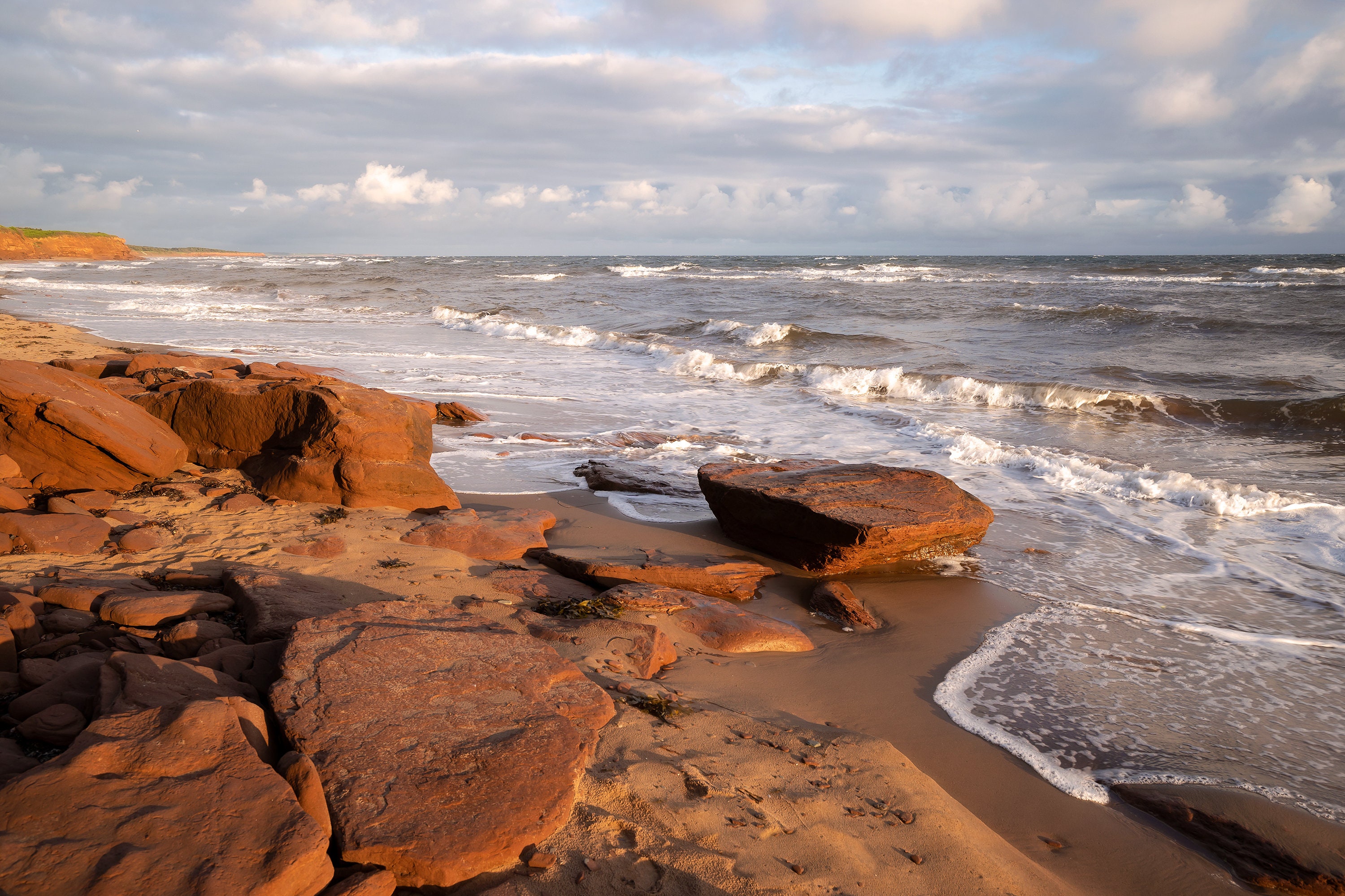 PEI Red Sandstone Beach Wall Art, Captivating Ocean Waves Photo Print ...