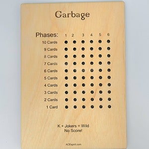Garbage Card Game Score Card - Etsy