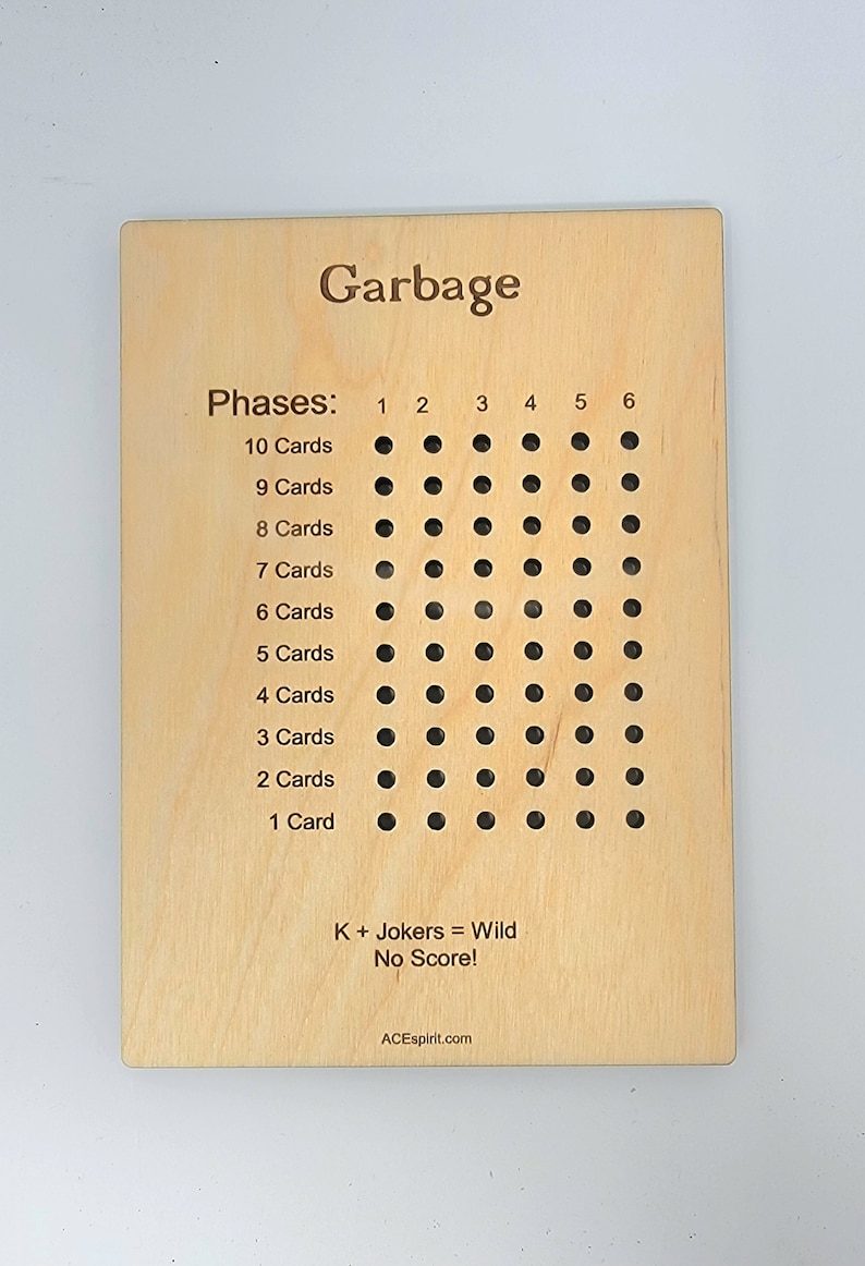 Garbage Card Game Score Card - Etsy