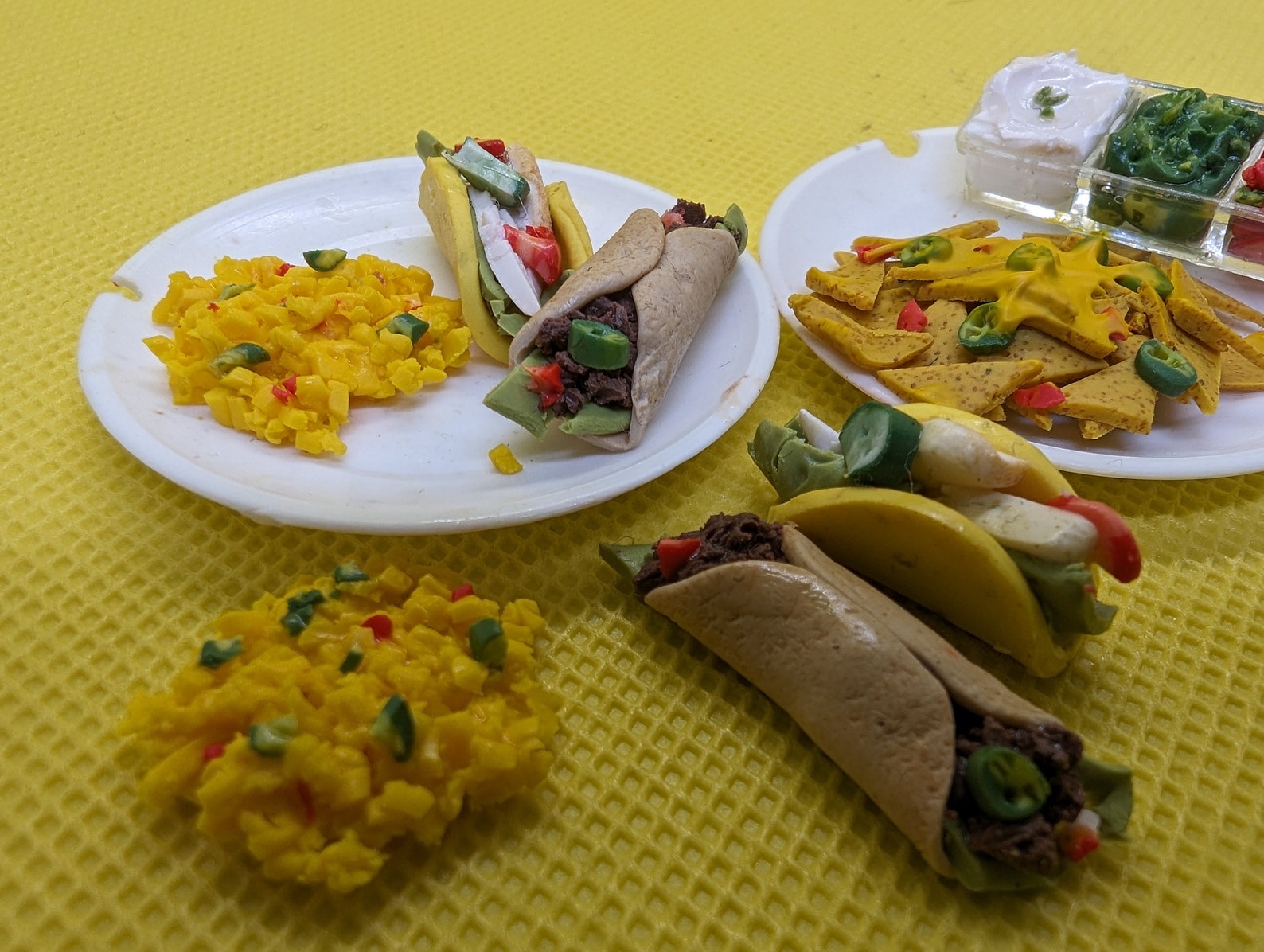 Miniature1:6 Scale Mexican Food Banquet. Nachos/burrito's/tacos/dips ...