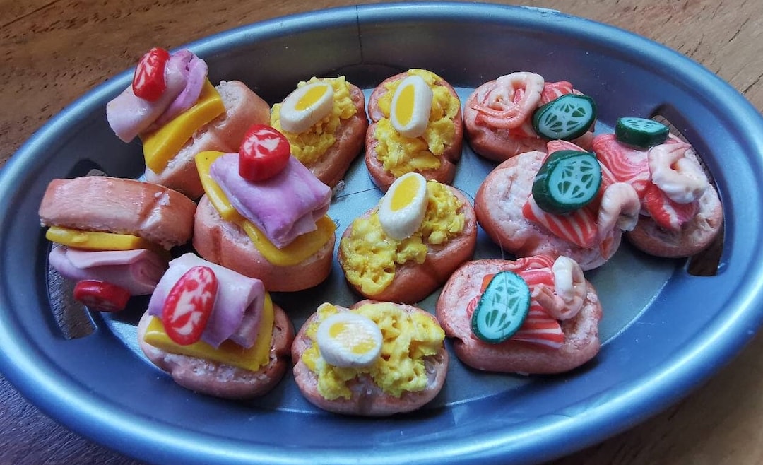 Miniature Clay Food. Buffet/party Bulk Set of 6 0r 12 × Savoury Canapés ...