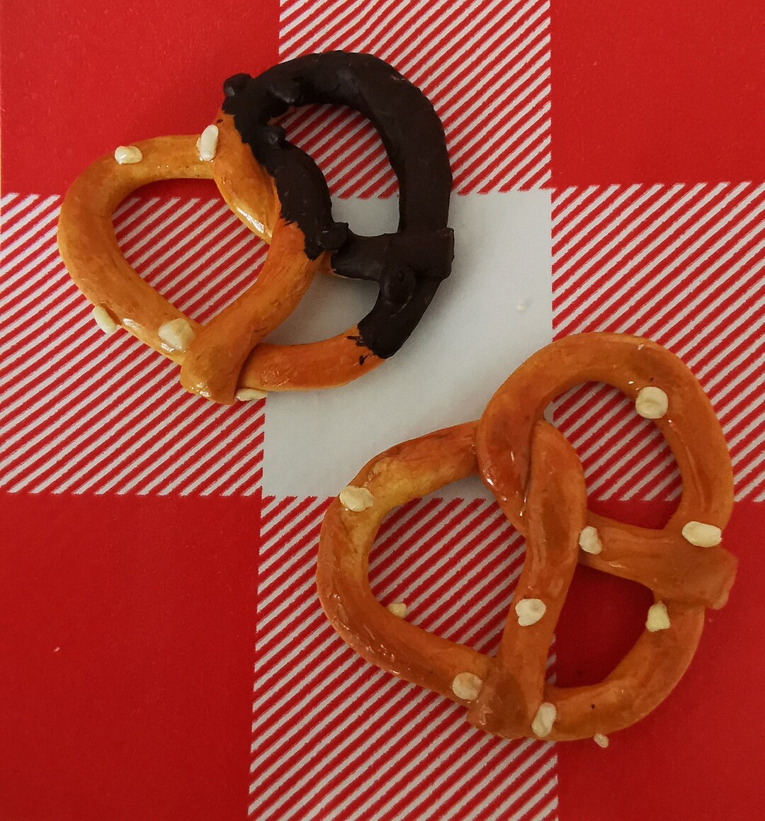 Miniature Clay Pretzels jumbo. 1/6 Scale 1:6 Scale. Two Pretzels. One ...