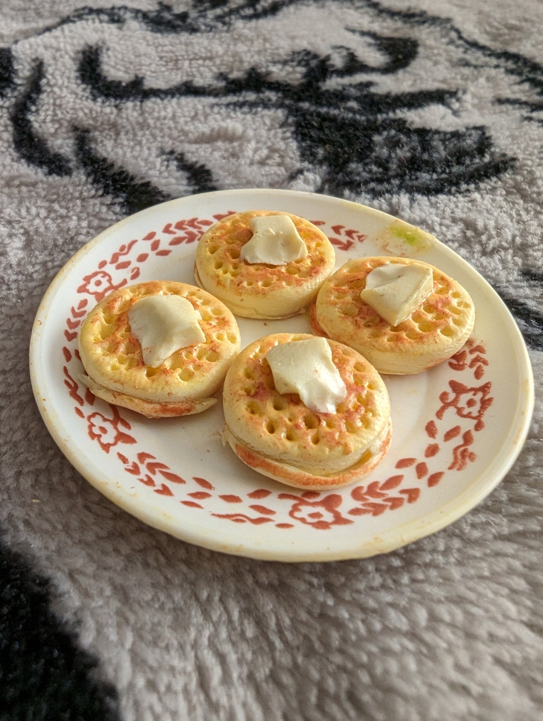 Miniature 1:6 Scale Crumpets X 4. Buttered. Suitable for 11/12" Dolls ...