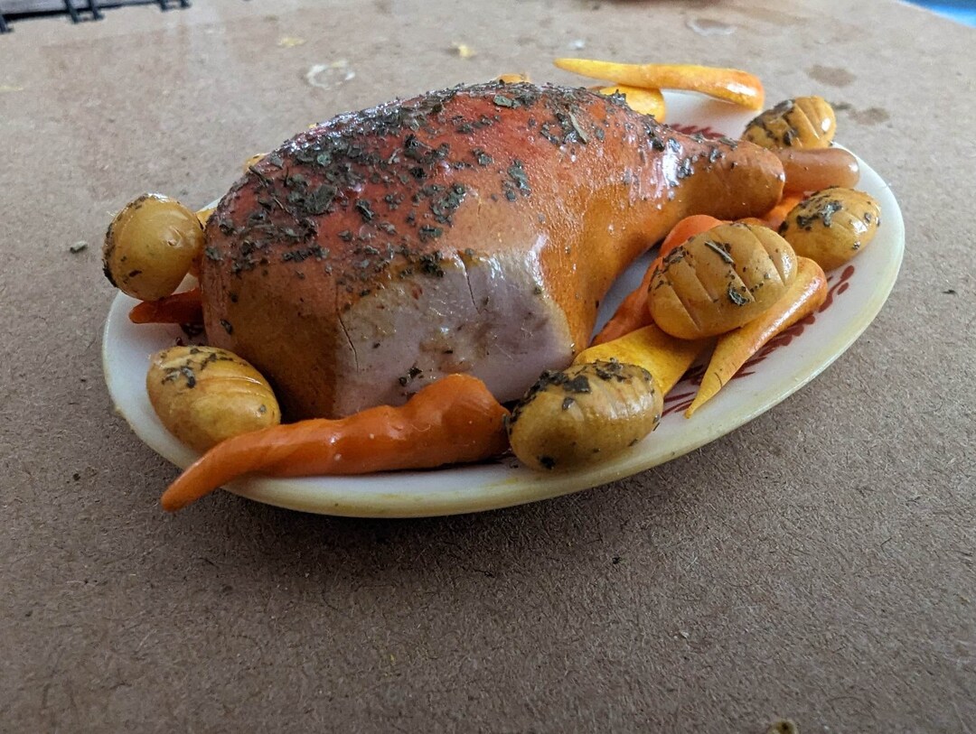 Miniature Clay Food. Leg of Lamb With Slices/ 1/6 Scale. Suitable for ...