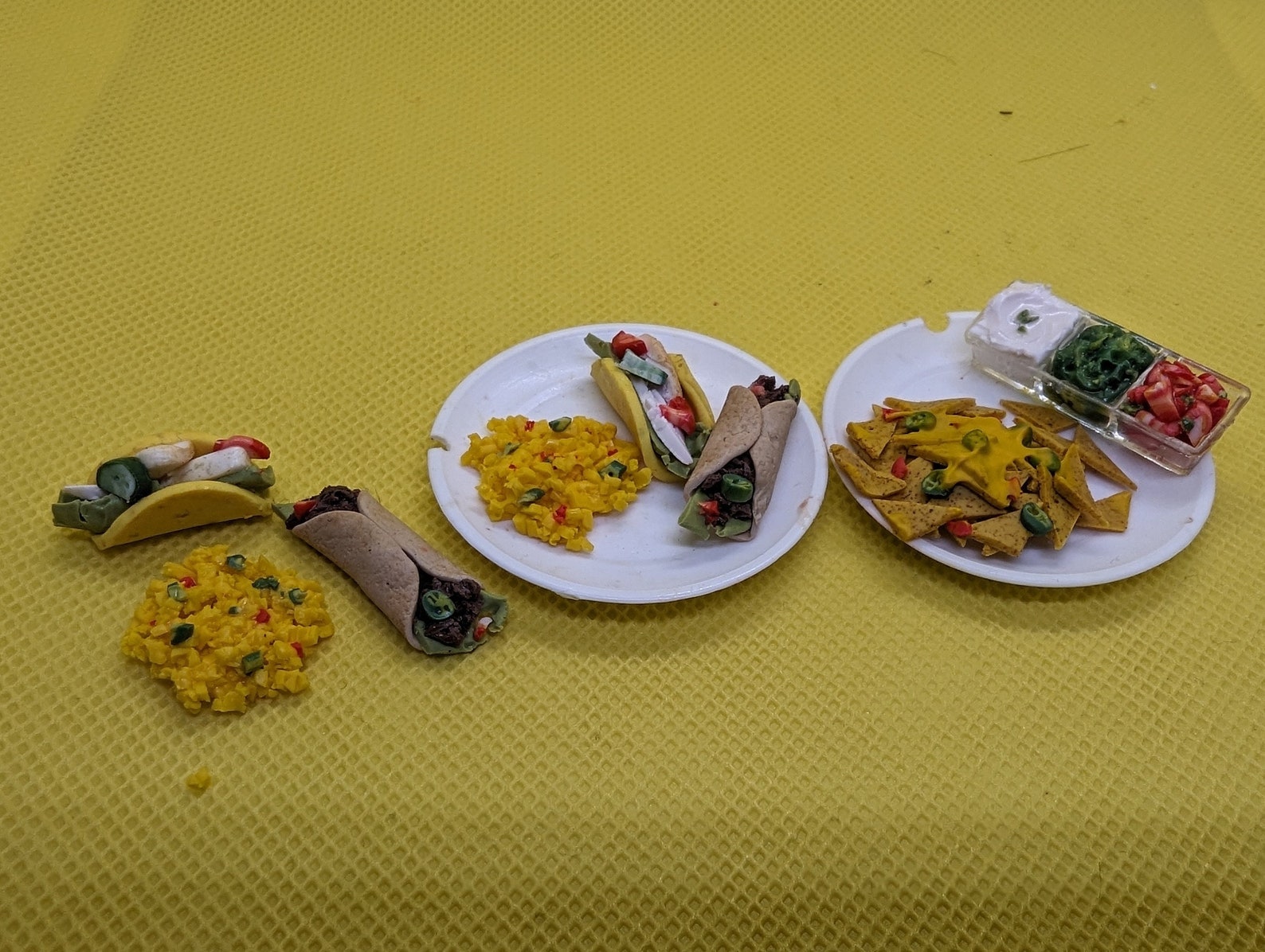 Miniature1:6 Scale Mexican Food Banquet. Nachos/burrito's/tacos/dips ...