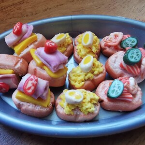 Miniature Clay Food. Buffet/party Bulk Set of 6 0r 12 × Savoury Canapés ...