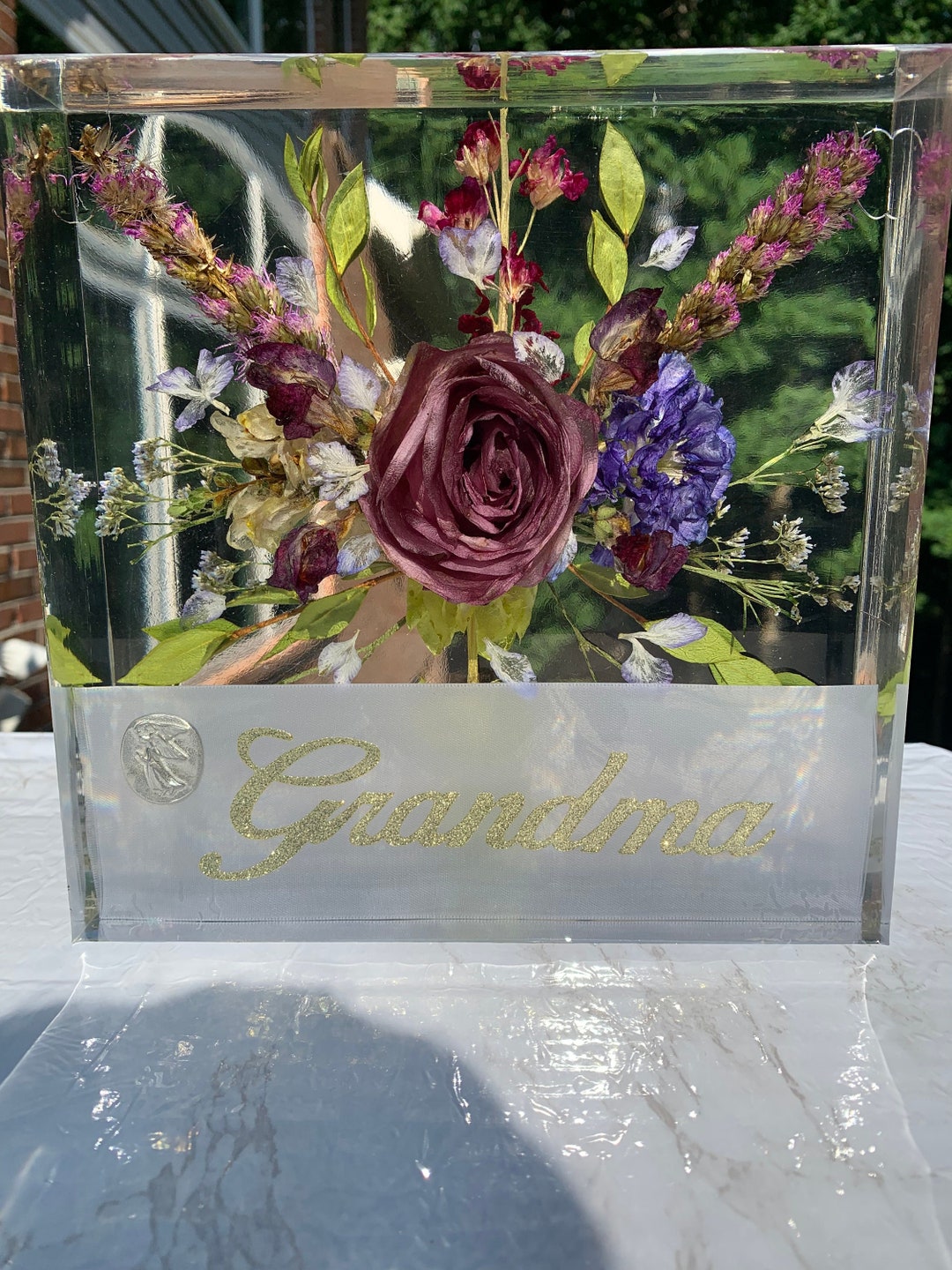Custom Memorial Block, Memorial Display, Cremation Ashes Art, Memorial ...