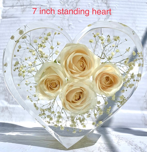 Standing Heart Block Wedding Bouquet Preservation Preserved - Etsy